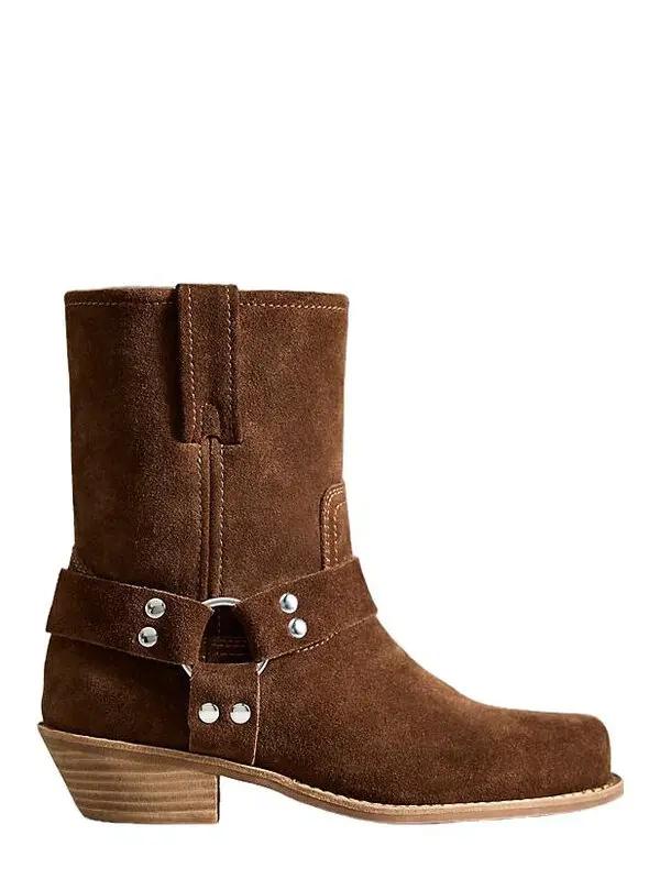 Jeffrey Campbell Waylon-lo Square-toe Western Ankle Boots - Coffee Suede