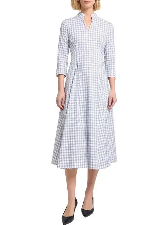Misook Plaid Fit & Flare Cotton Midi Dress - Black/white