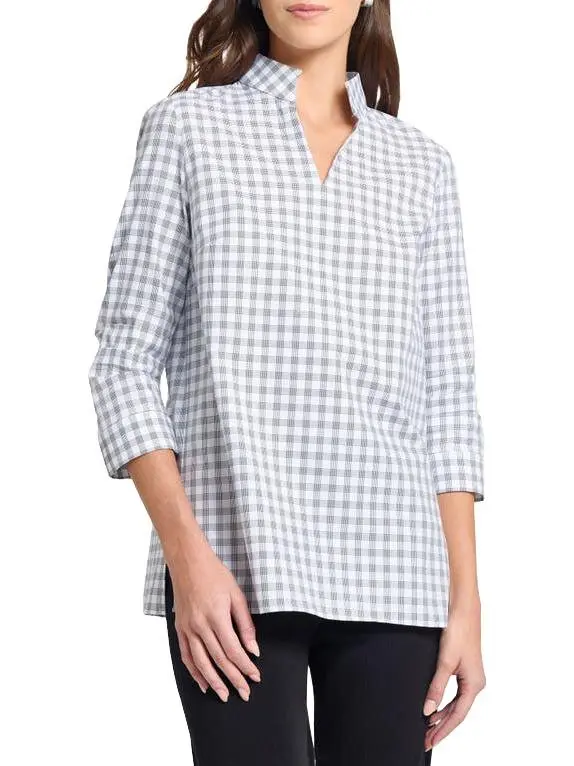 Misook Gingham Check Cotton Tunic - Black/white
