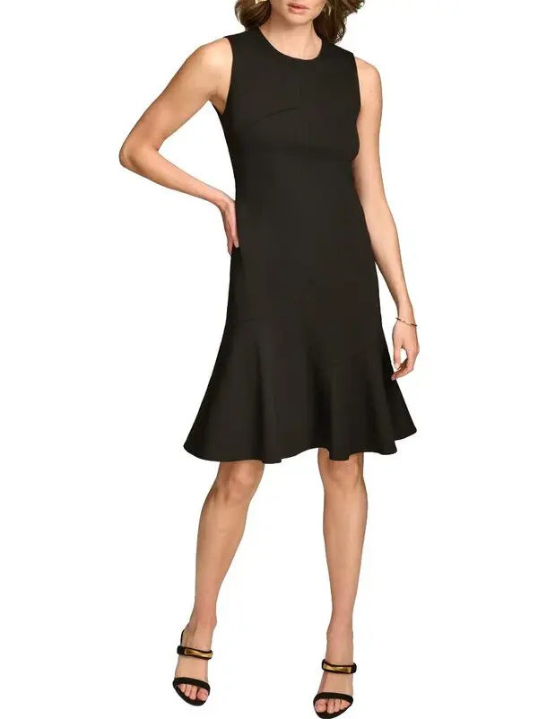 Donna Karan New York Sleeveless Ruffle Hem Dress - Black
