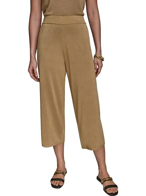 Donna Karan New York Metallic Crop Sweater Pants - Fawn Combo