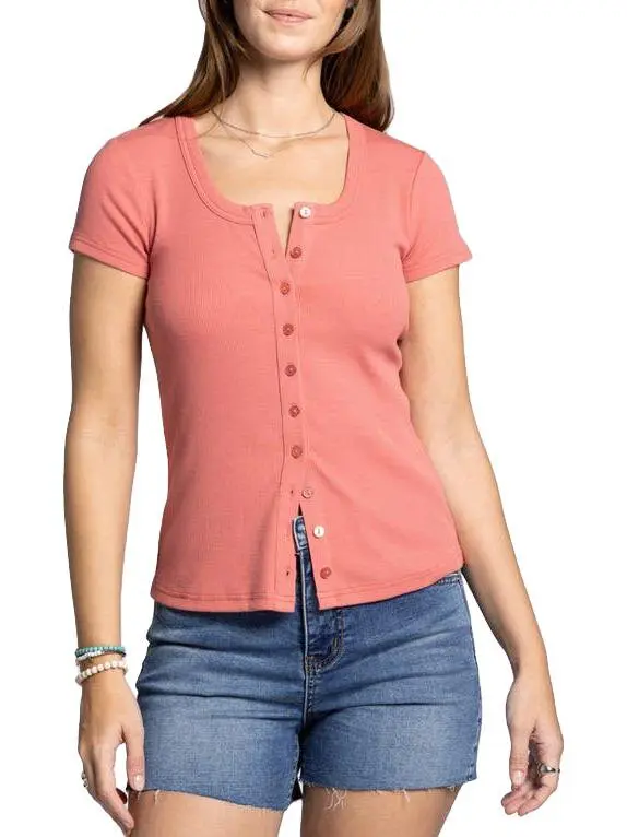 THREAD & SUPPLY Kellie Button-up Rib Top - Faded Rose