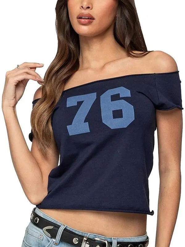 EDIKTED Off-the-shoulder Top - Navy