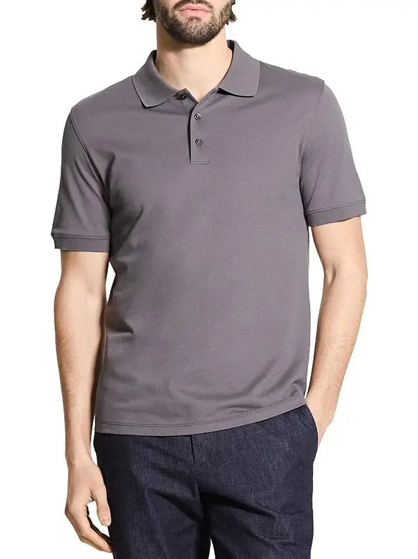 Theory Precise Polo Pique In Cotton Pique - Carbon