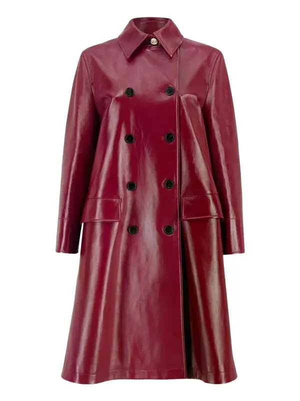 Gucci Leather Double-breasted Trench Coat - Red