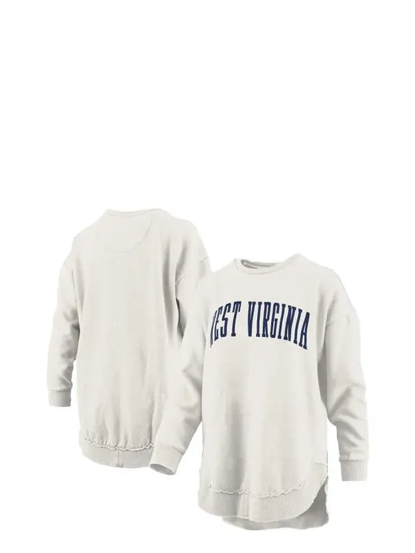 PRESSBOX West Virginia Mountaineers Melange Poncho Fleece Pullover Sweatshirt - Oatmeal
