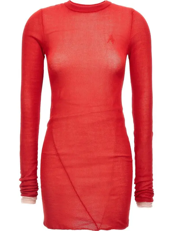 Attico Two-material Knit Minidress - Red
