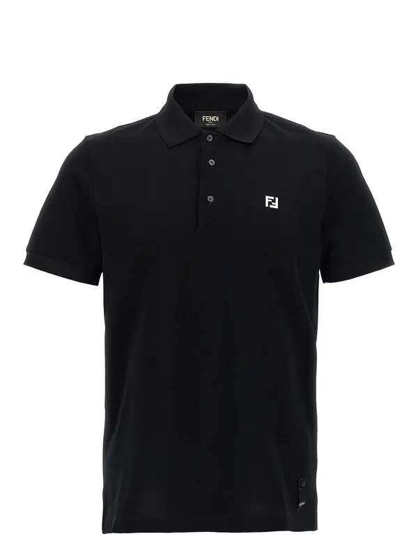 Fendi Ff Metallic Logo Polo Shirt - Black