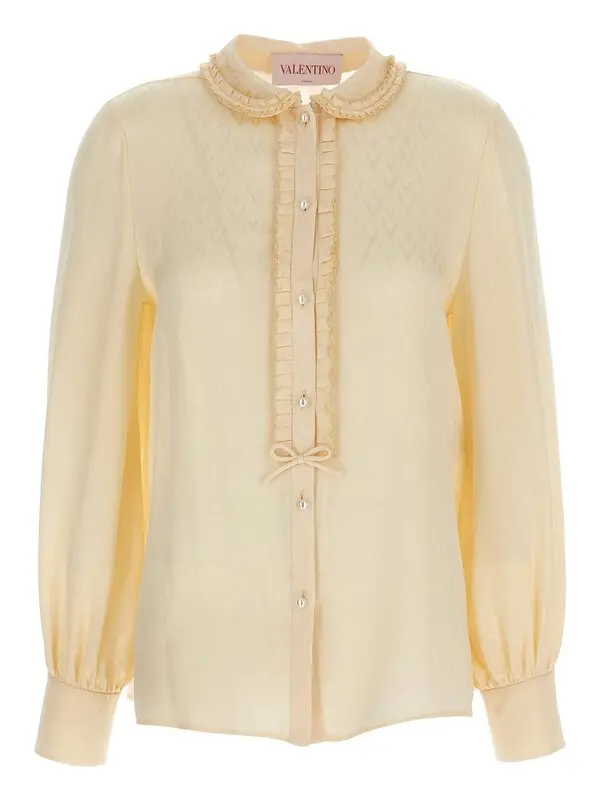 Valentino Garavani Toute La V' Silk Shirt - Beige