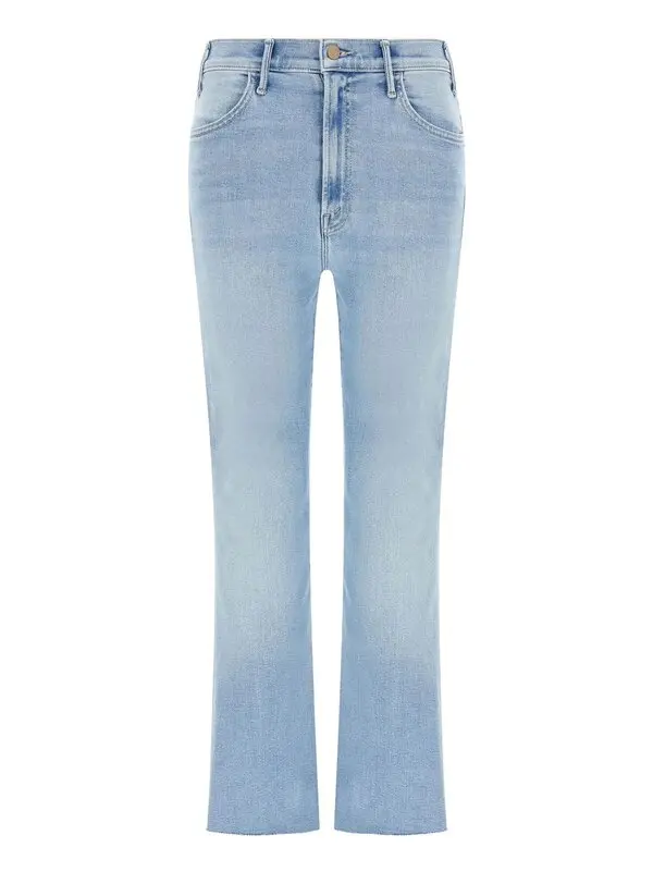 MOTHER The Hustler Ankle Fray Denim Jeans - Clear Blue
