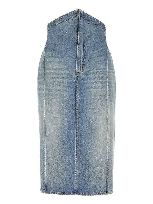 Alexander McQueen Alexander Mc Queen Denim Long Skirt - Clear Blue
