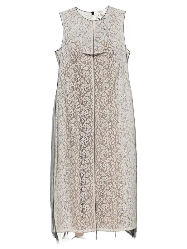 Fendi Lace Midi Dress - White