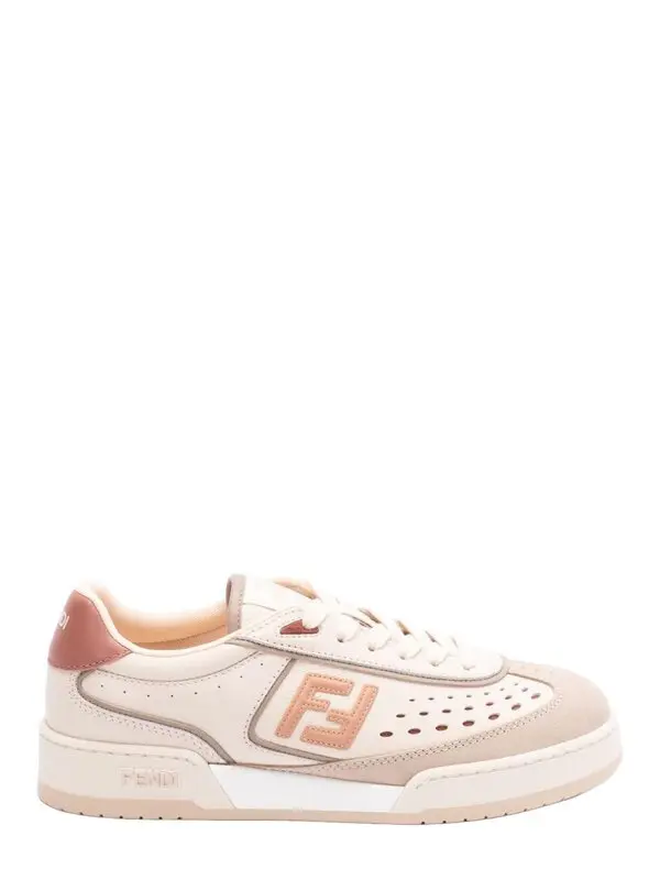Fendi Match Leather Sneakers - Beige