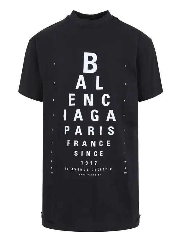 Balenciaga Optical Cotton T-shirt - Black