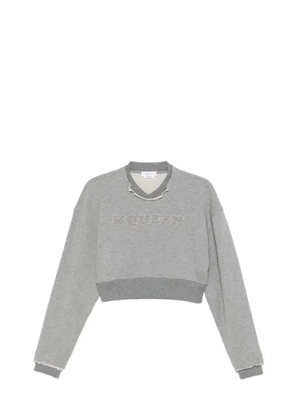 Alexander McQueen Alexander Mc Queen Logo Cotton Cropped Sweatshirt - Grey