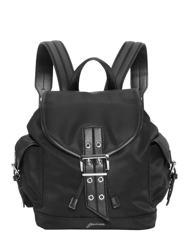 GANNI Bucky Recycled Nylon Backpack - Black