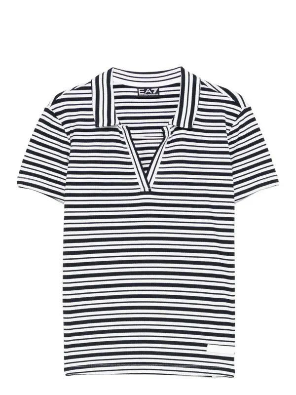 EA7 Striped Polo Shirt - Black
