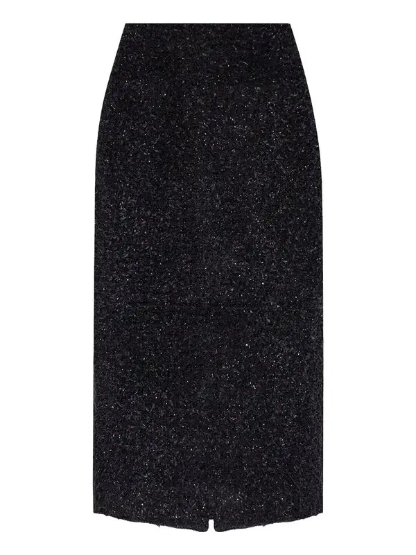 Balenciaga Tweed Midi Skirt - Black