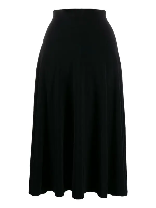Norma Kamali Flared Jersey Midi Skirt - Black