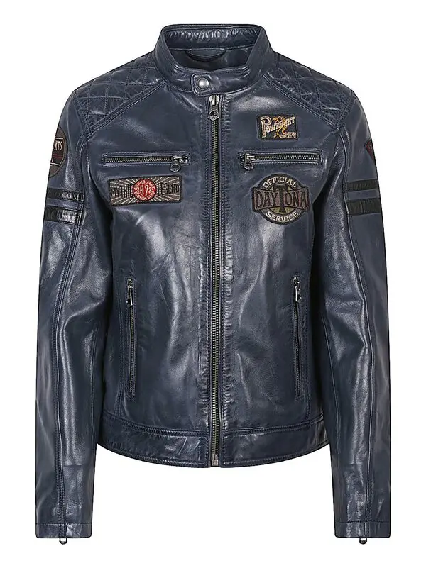 DAYTONA 73 Walkora Leather Moto Jacket - Blue