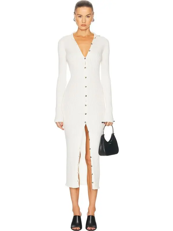 COURREGES Light Rib Cardigan Long Dress - Heritage White