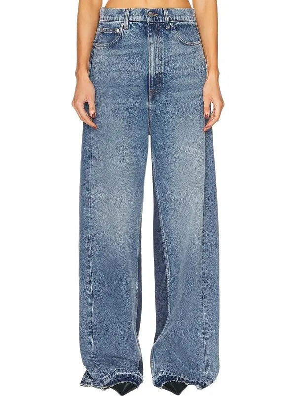 Stella McCartney Paneled Wide Leg Jeans - Two Tonal Denim Wash