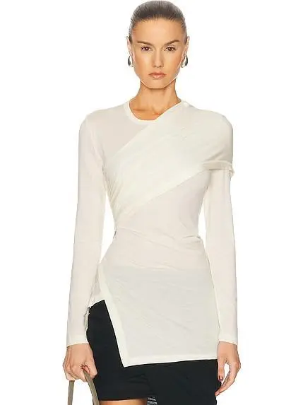 Helmut Lang Draped Long Sleeve Top - Vanilla