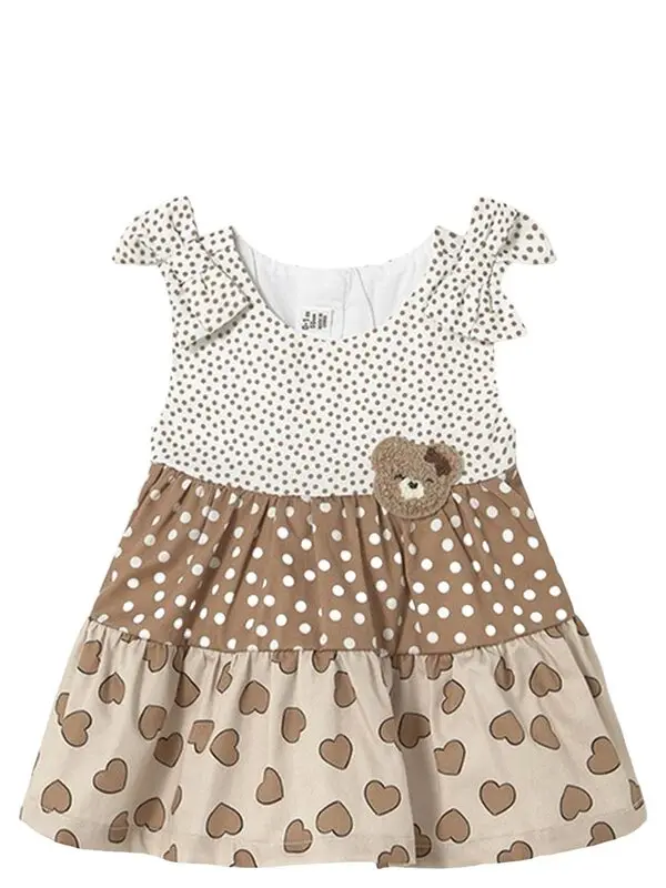 MAYORAL Layered Cookie Bear Dress - Brown