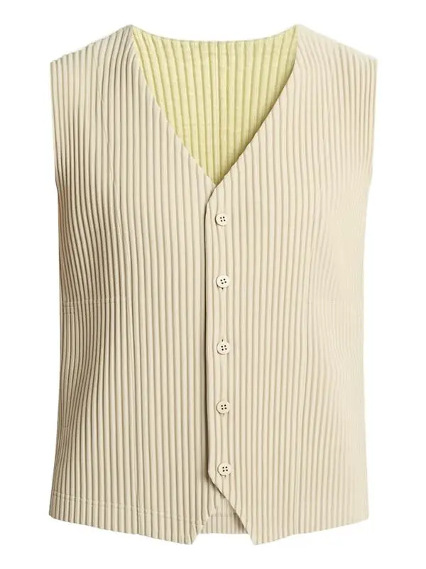 Issey Miyake Tailored Pleats Vest - Dry Grass Green