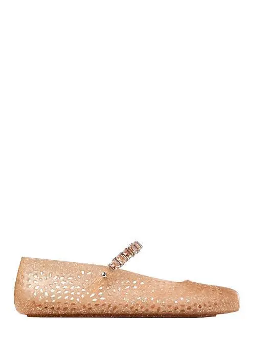 JIMMY CHOO Glitter-embellished Ballet Flats - Light Toffee/silver
