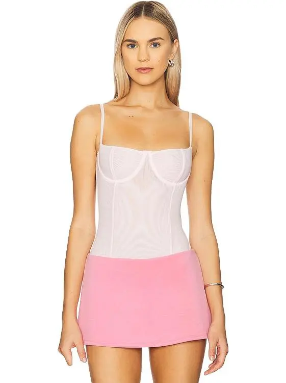 Good American Mesh Bustier Bodysuit - Bubblegum005