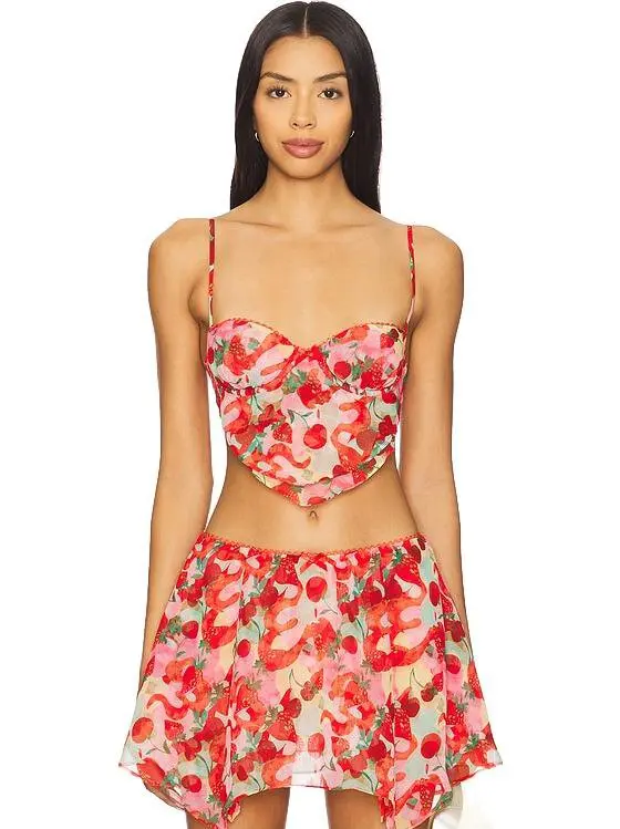 For Love & Lemons Ambrosia Crop Top - Red