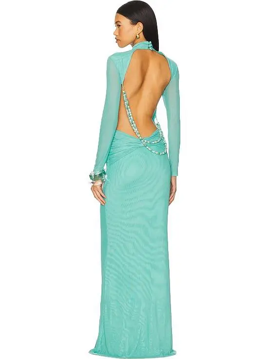 Yllw Salome Beaded Dress - Teal