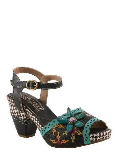 SPRING STEP SHOES Miabella Ankle Strap Sandal - Black Multi