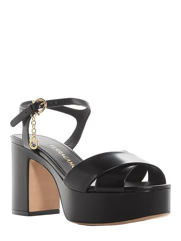 FERRAGAMO Savia Platform Sandals - Nero