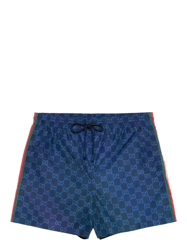 Gucci Printed Poplin Swim Shorts - Blue