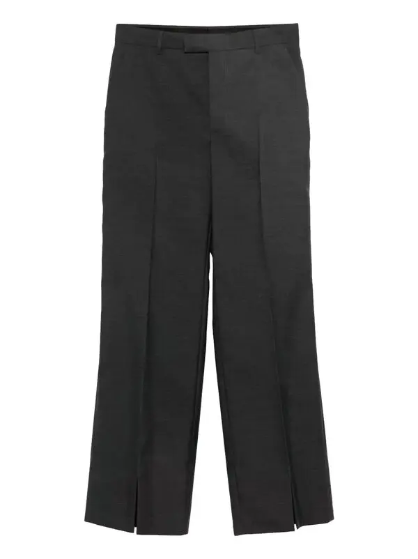 Gucci Logo-embroidered Straight-leg Trousers - Grey