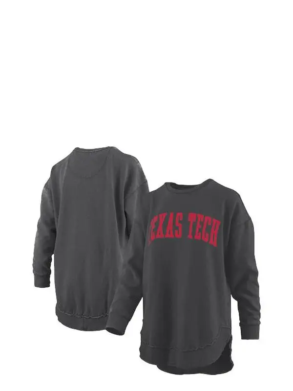 PRESSBOX Texas Tech Red Raiders Melange Poncho Vintage Fleece Pullover Sweatshirt - Black