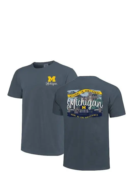 IMAGE ONE Michigan Wolverines Campus Scene Graphic T-shirt - Navy