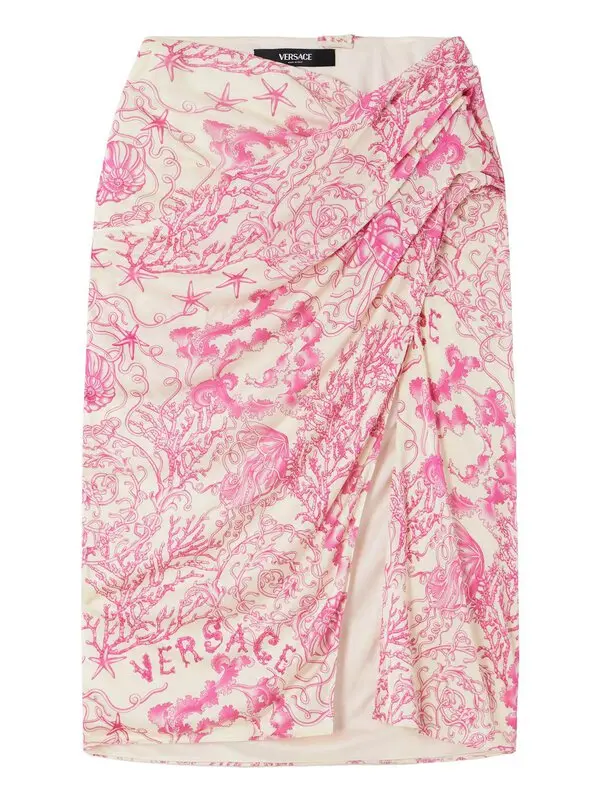Versace Printed Silk-satin Skirt - Pink