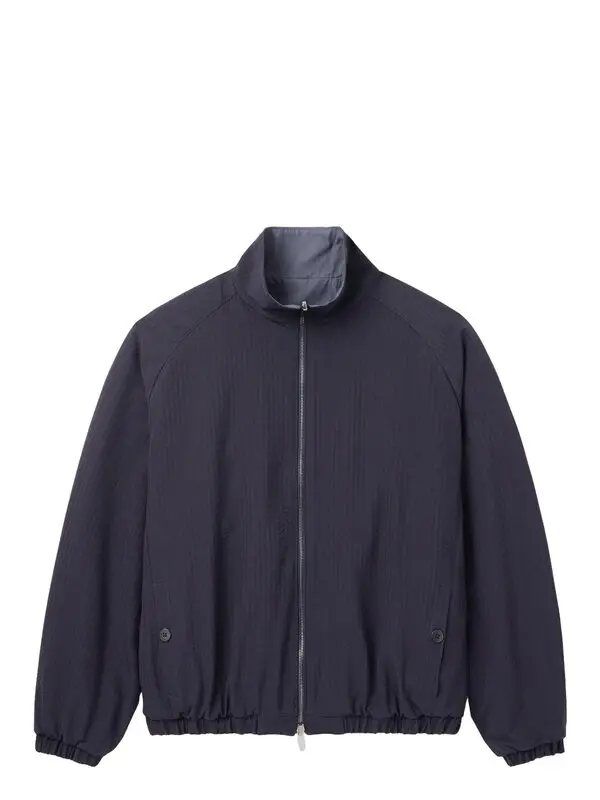 STOFFA Reversible Wool-seersucker And Poplin Bomber Jacket - Blue