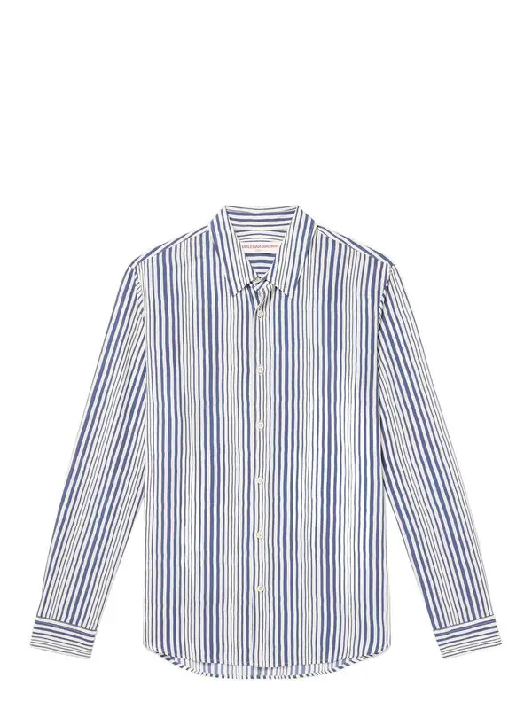 Orlebar Brown Giles Slim-fit Striped Lyocell Shirt - Blue