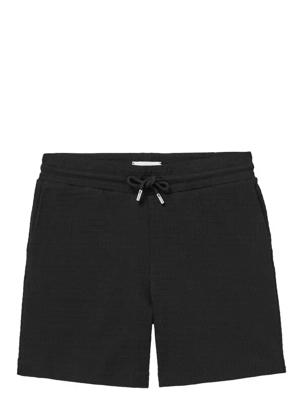 Mr P. Straight-leg Ribbed Organic Cotton-jersey Drawstring Shorts - Black