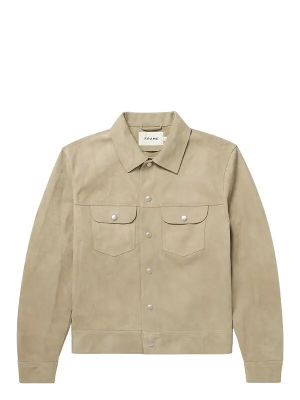 FRAME Slim-fit Suede Trucker Jacket - Neutrals