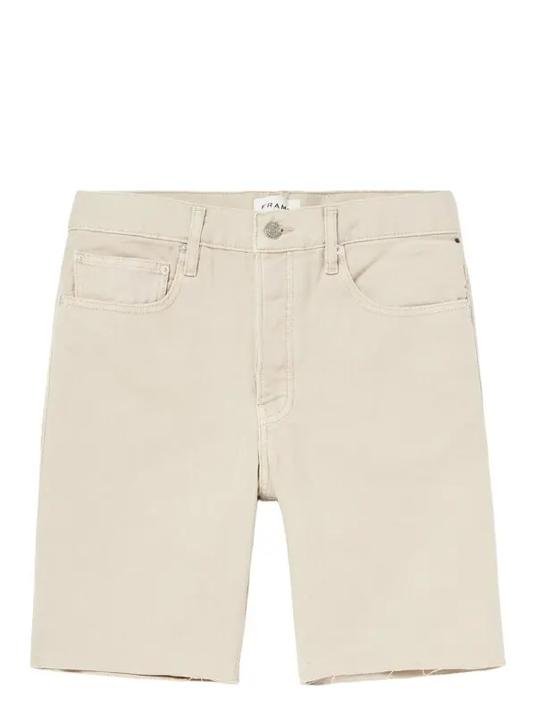 FRAME Distressed Straight-leg Cotton-canvas Shorts - Neutrals