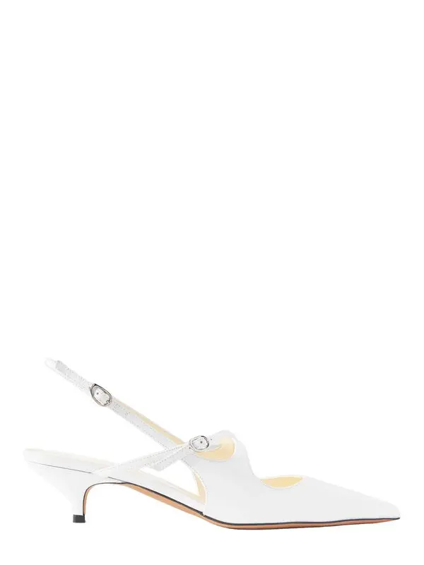 Proenza Schouler Slash Leather Slingback Pumps - White
