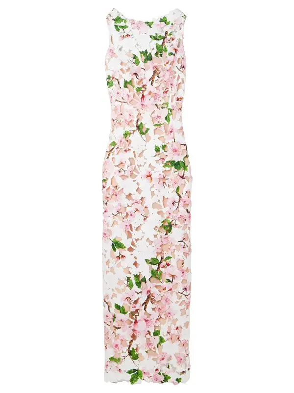 Oscar De La Renta Floral-print Guipure Lace Gown - White