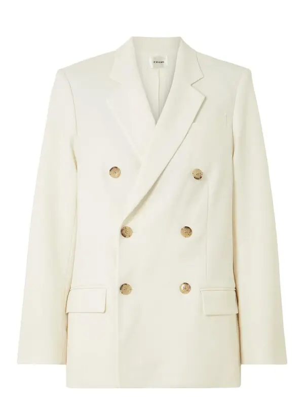 FRAME The Relaxed Everyday Double-breasted Woven Blazer - Neutrals