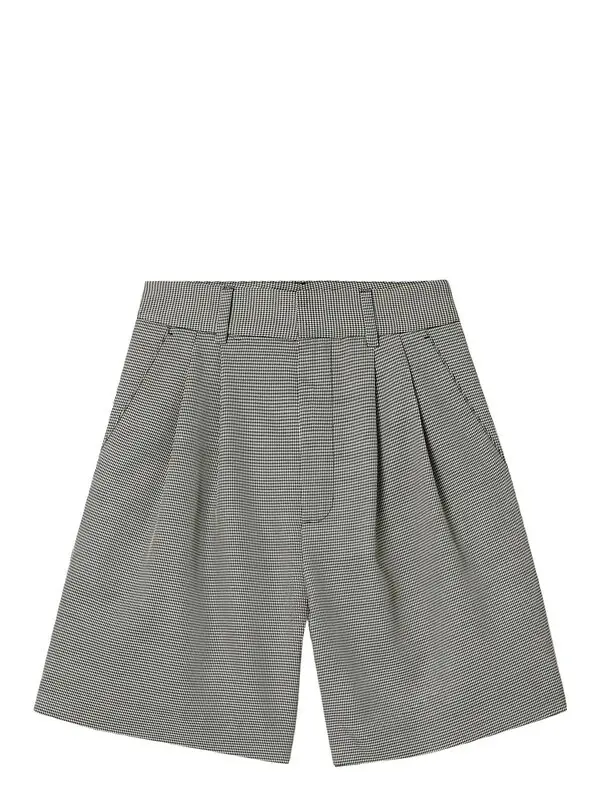 ANINE BING Carrie Houndstooth Wool-blend Shorts - Gray