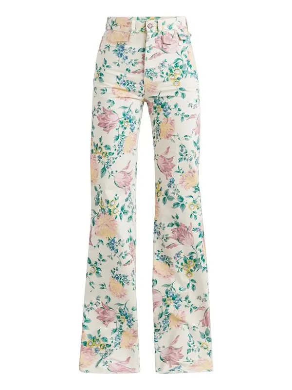 Chloé Floral-print High-rise Straight-leg Jeans - Green